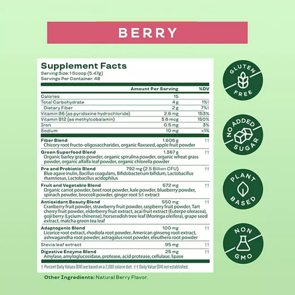 Bloom Nutrition Greens & Superfoods Powder Berry Frutos Rojos – Mr Sabor